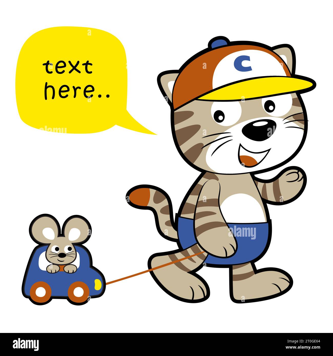 Vector illustration of funny cat with a mice on car toy Stock Vector ...