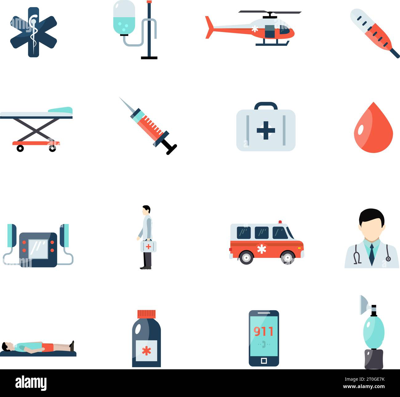 Emergency paramedic icons set with first aid symbols isolated vector ...