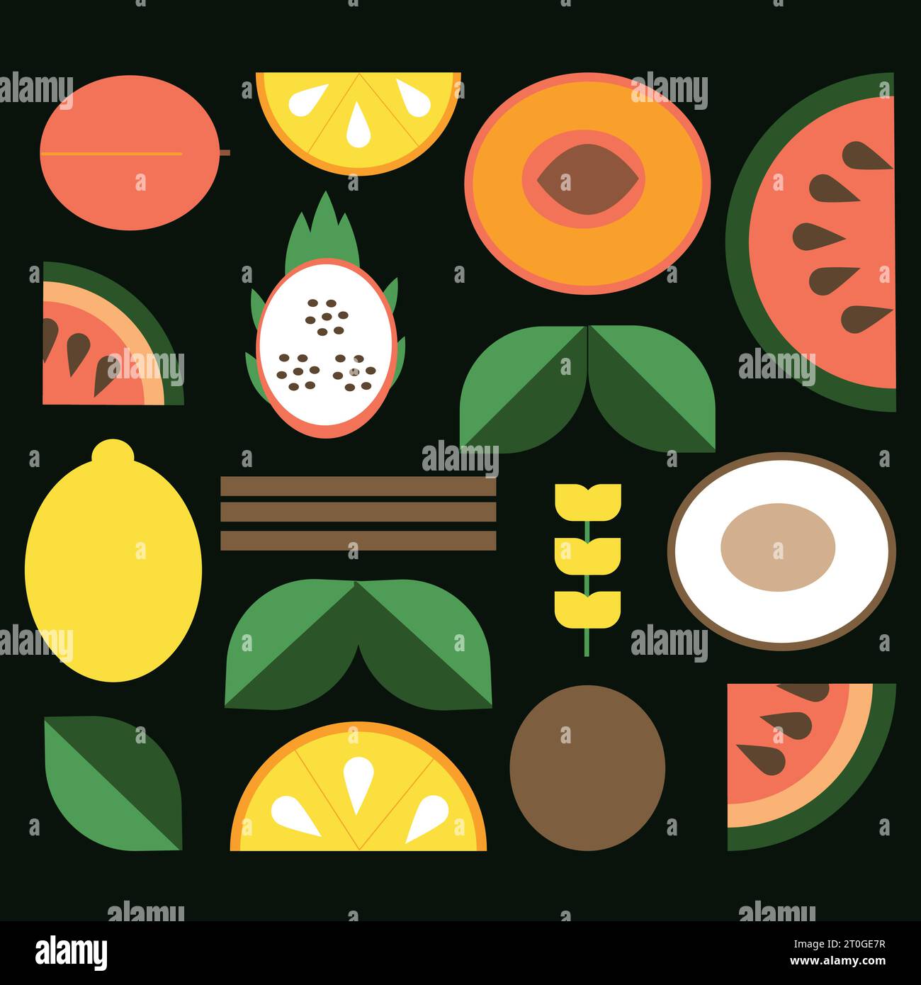 minimalistic geometry fruit pattern - background Stock Vector Image ...