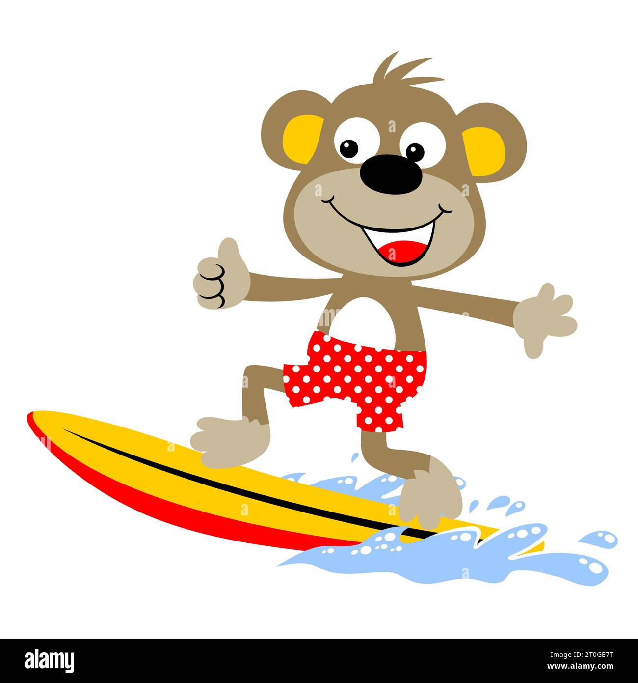 Cute monkey playing surfboard, vector cartoon illustration Stock Vector ...