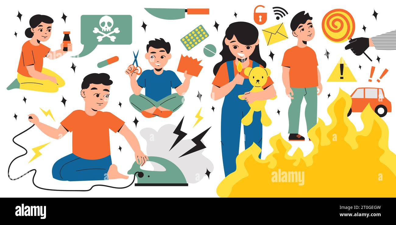 Children safety flat composition demonstrated danger from car traffic ...