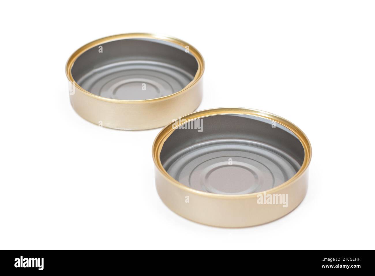 Two Opened Empty Tin Cans Isolated on White Background. Clean Used ...