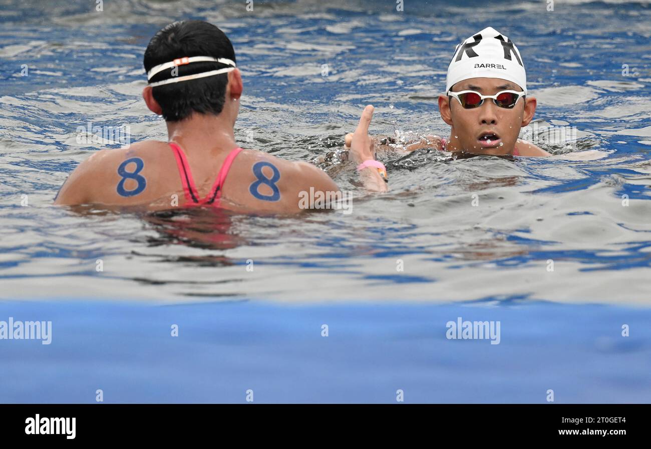 Chun'an, China's Zhejiang Province. 7th Oct, 2023. Zhang Ziyang (L) of ...