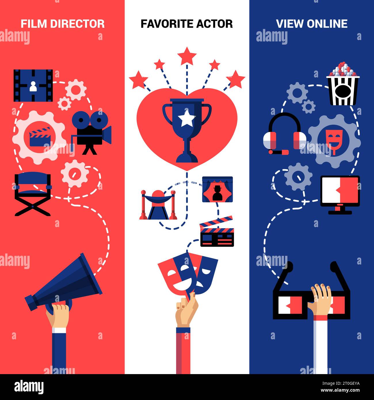 Cinema vertical banners with film director tools festival prize and ...