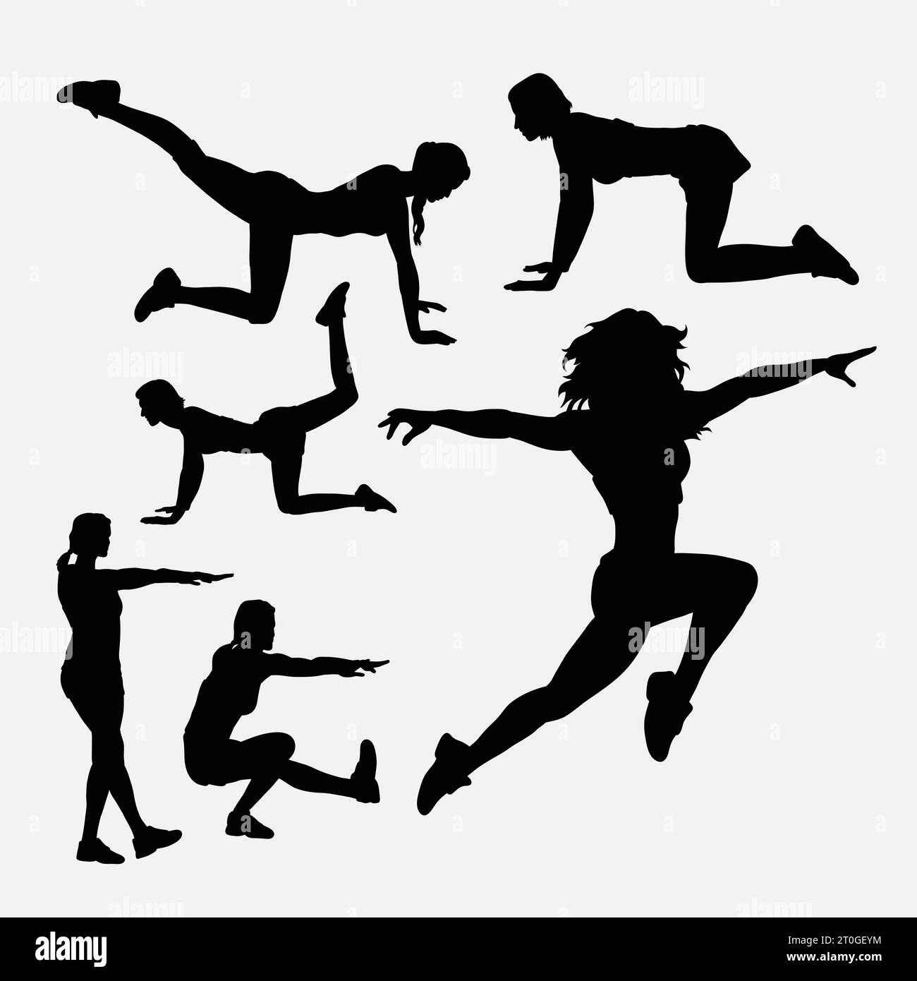 sport and aerobic dancing training silhouette Stock Vector Image & Art ...
