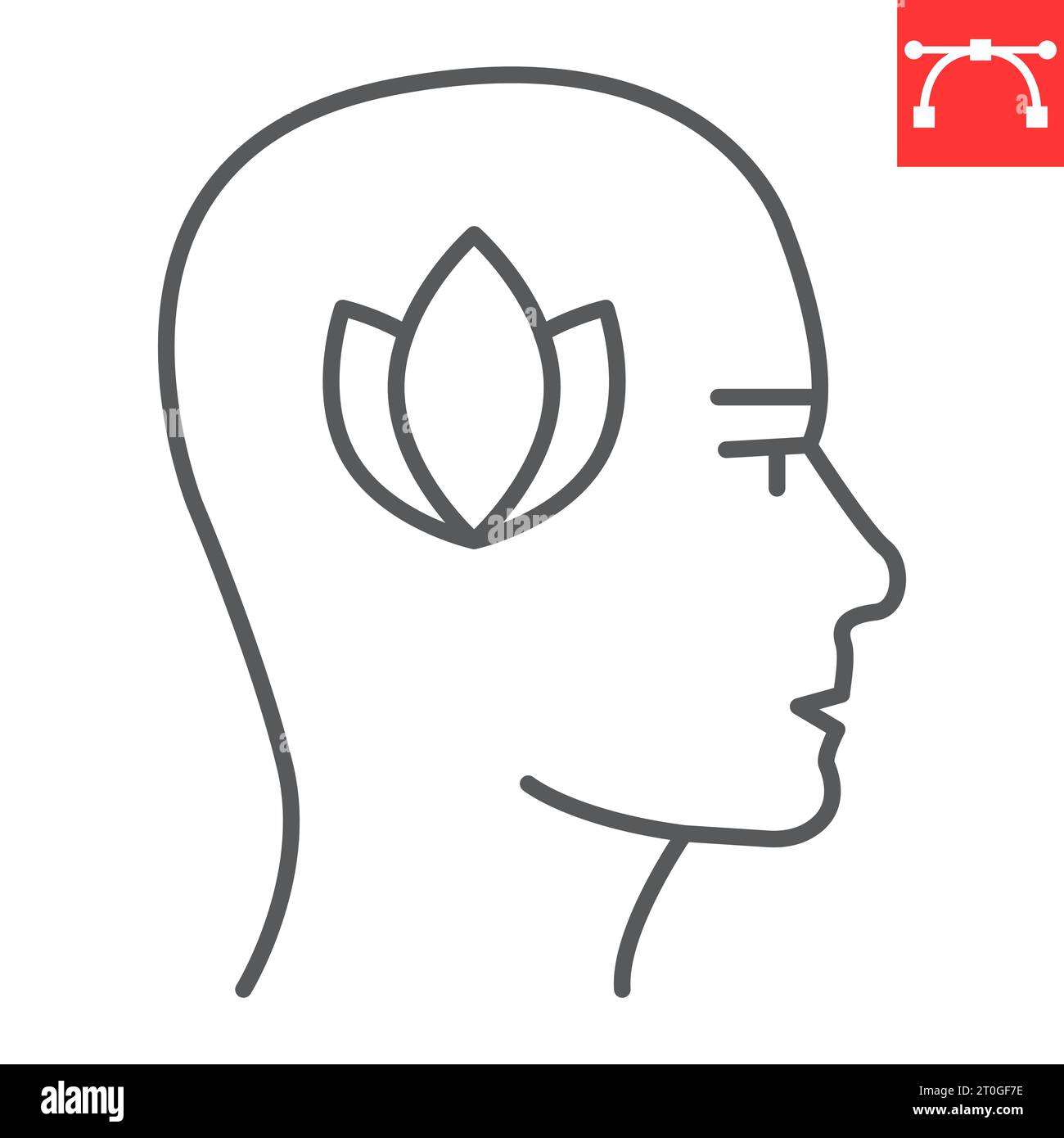 Stress reduction line icon, meditation and mindfulness, man head with ...