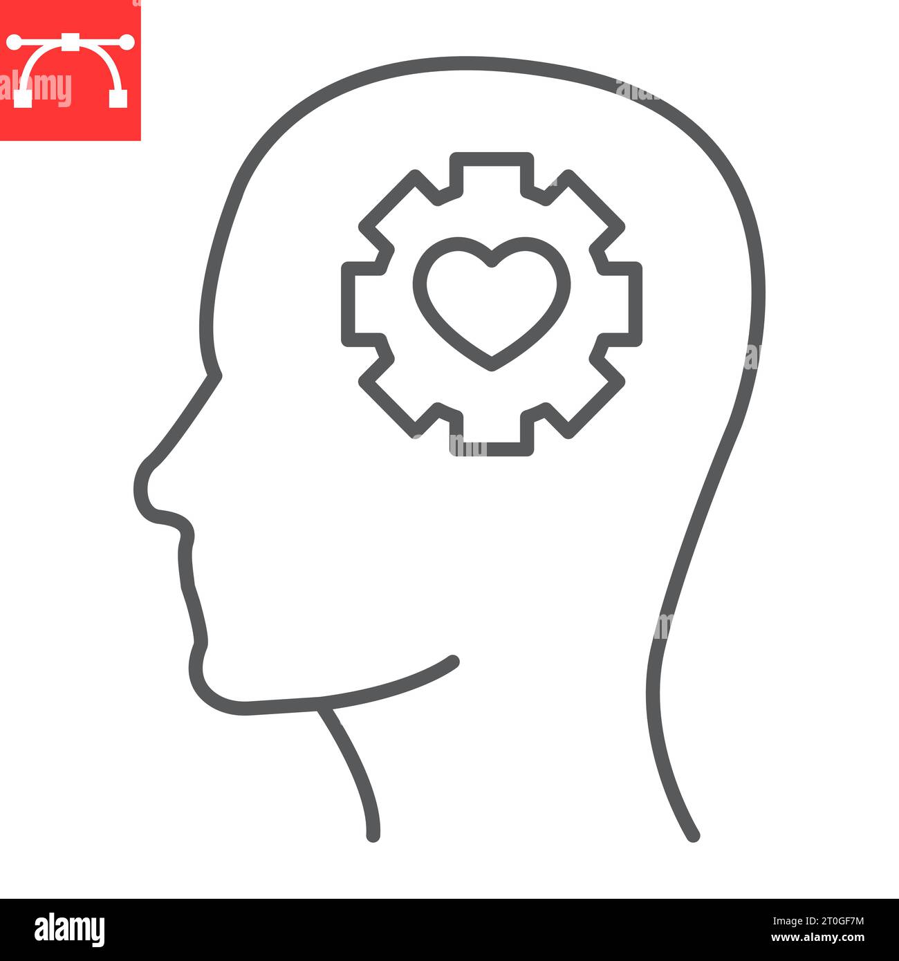 Emotional flexibility line icon, person and mindfulness, human head ...