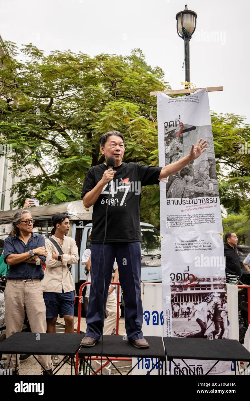Bangkok, Thailand. 06th Oct, 2023. A survivor of the massacre of 6 ...