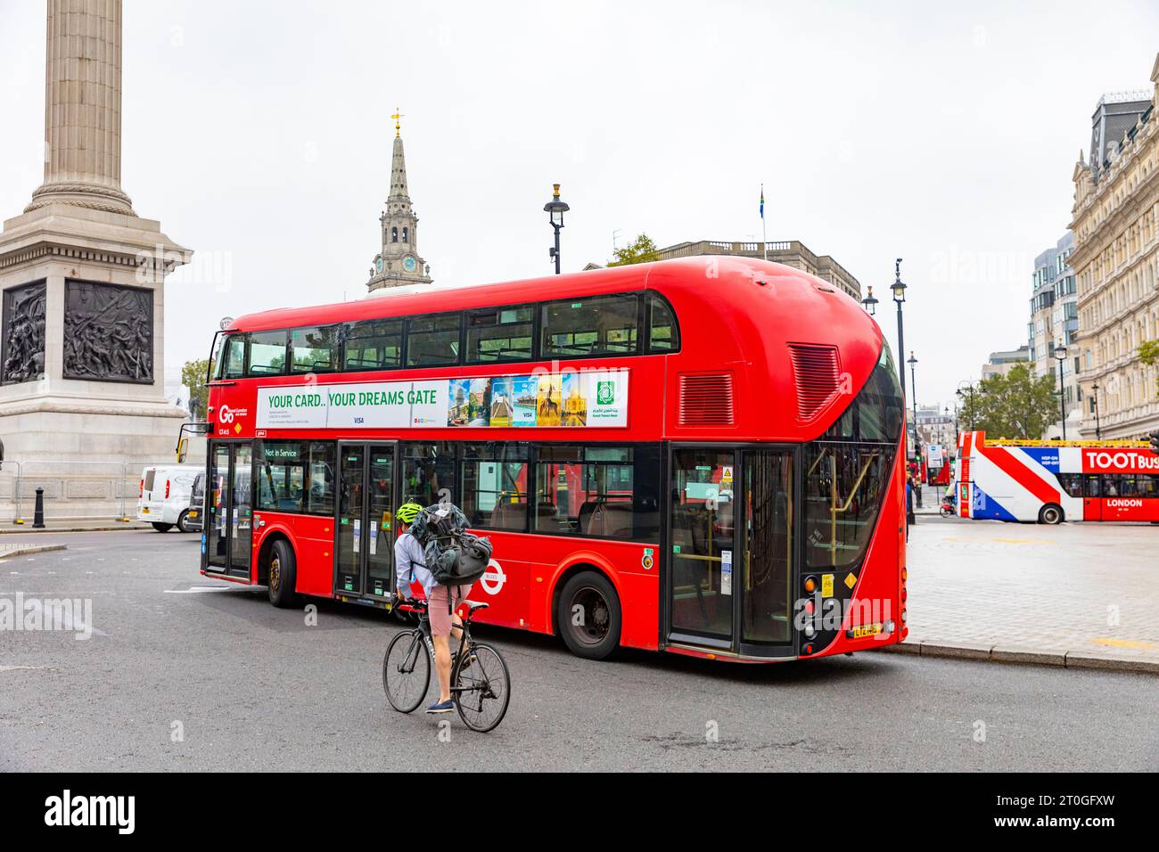 London England red double decker public transport bus hybrid model for ...