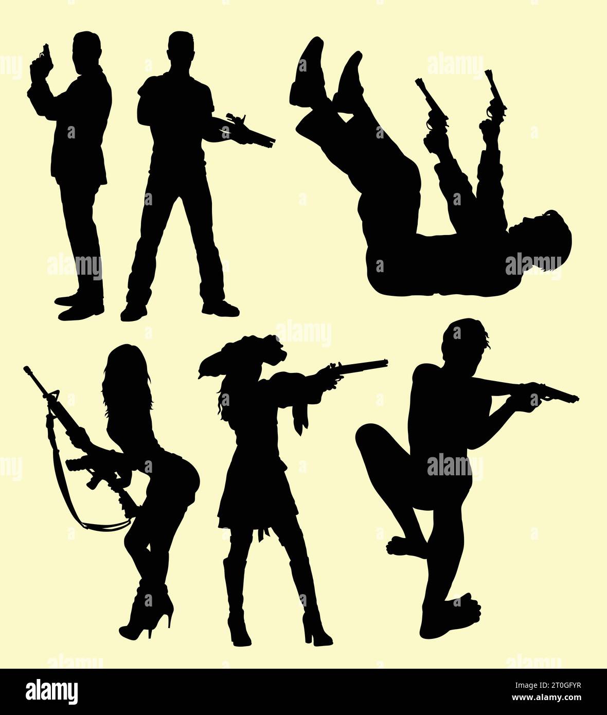 Woman gun action Stock Vector Images - Alamy
