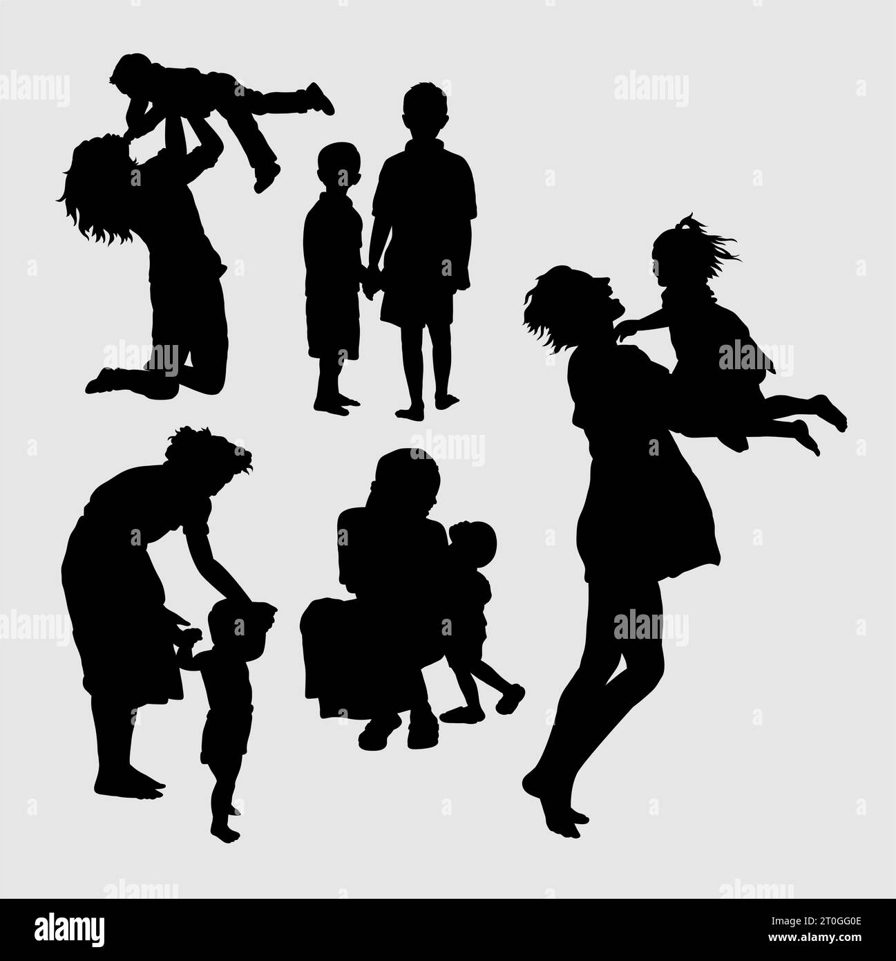kid and parent happy sport silhouette Stock Vector Image & Art - Alamy