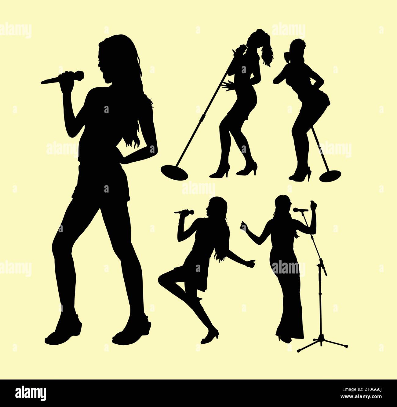 female singer artist performance silhouette Stock Vector Image & Art ...