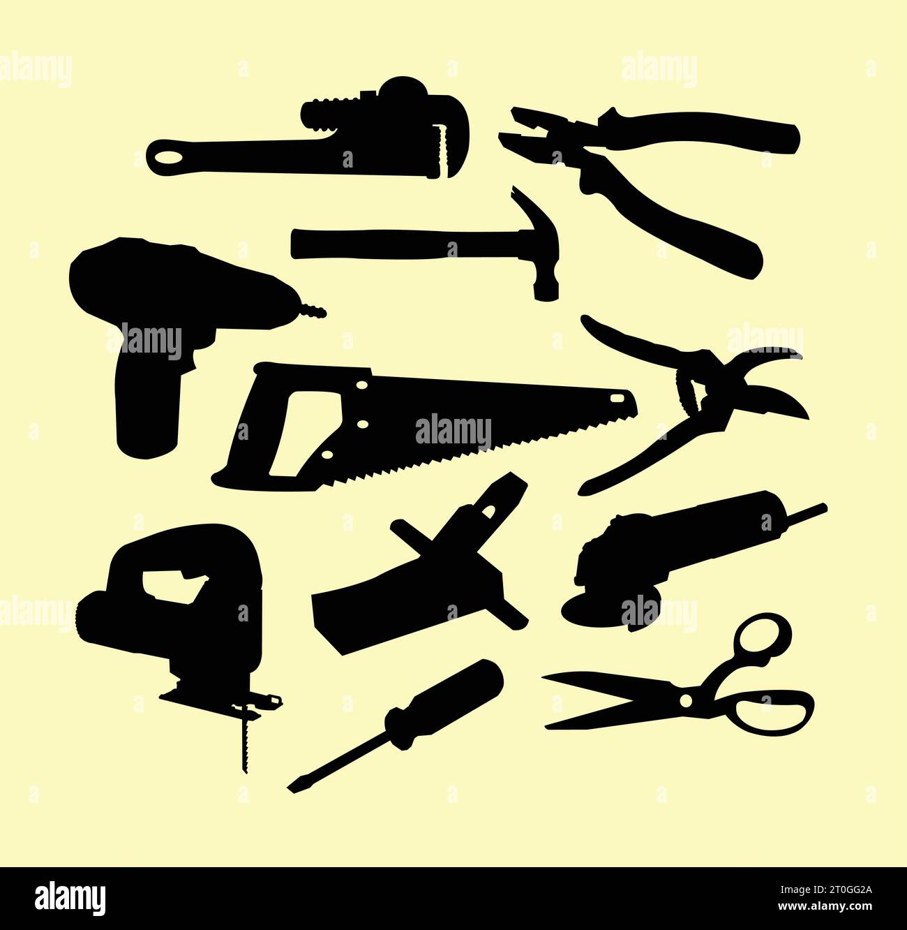 tool equipment for construction service silhouette Stock Vector Image ...