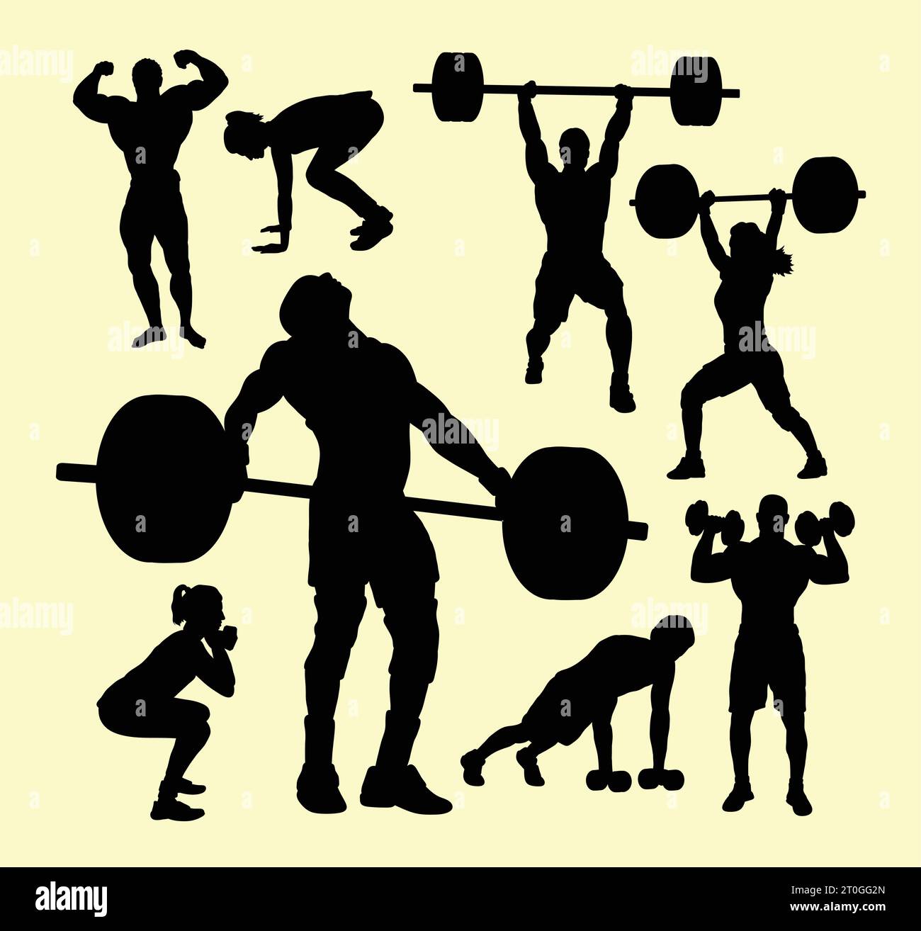 bodybuilding and heavy lifting sport silhouette Stock Vector Image ...