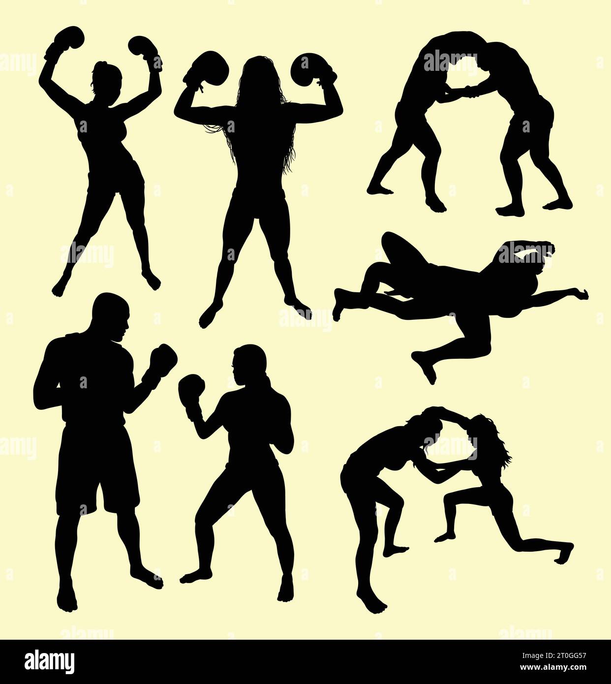 boxing championship sport training silhouette Stock Vector Image & Art ...
