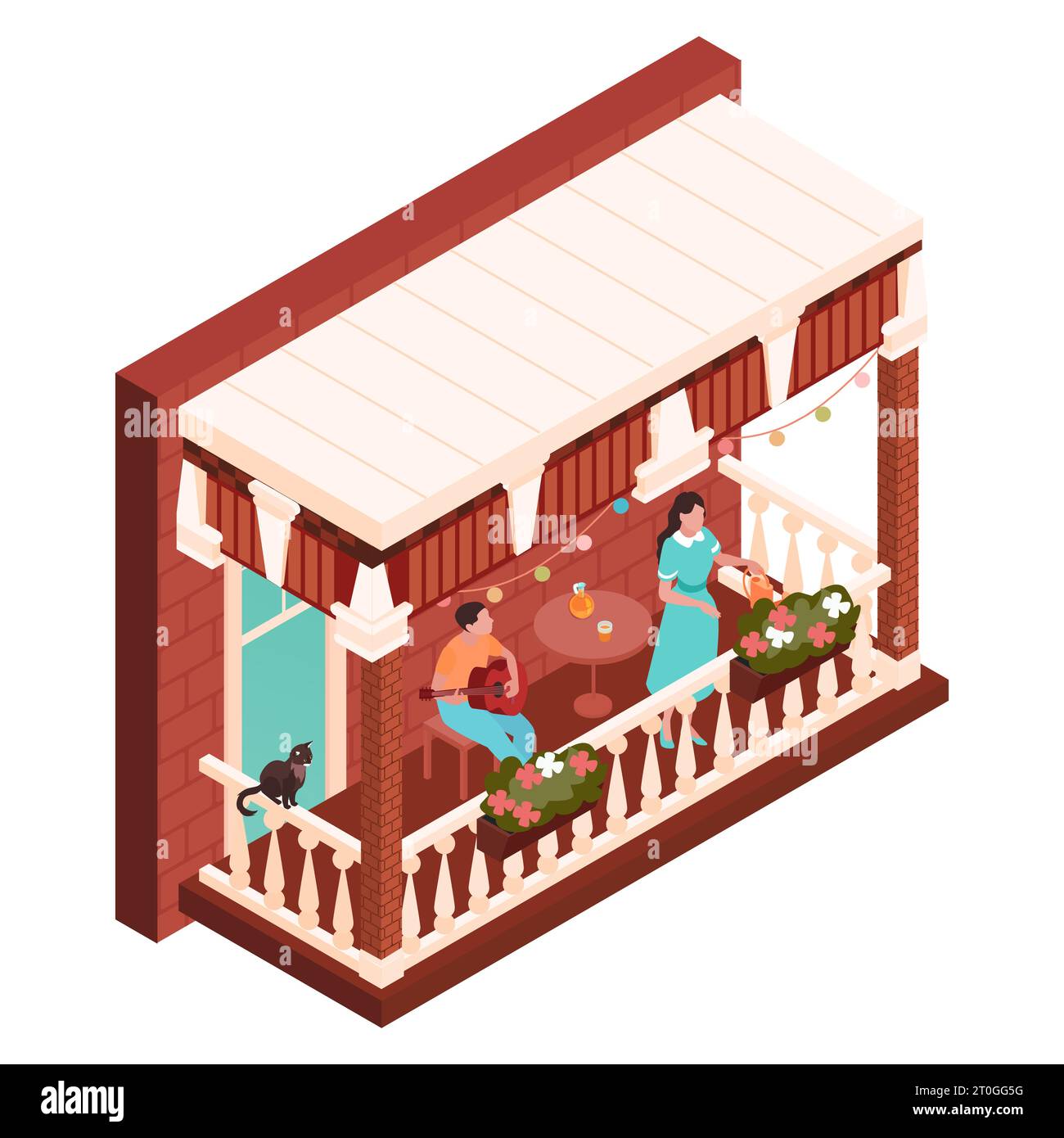 Isometric house facade composition with isolated view of classic ...