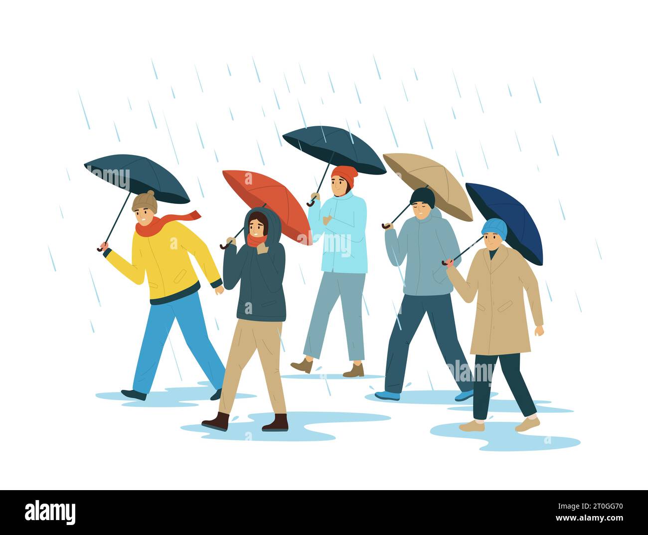 Bad weather people flat concept warmly dressed people walking under ... Bad weather people flat concept warmly dressed people walking under ...