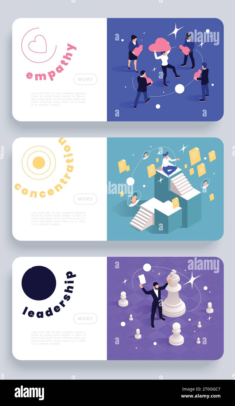 Soft skills empathy concentration leadership conceptual horizontal web ...