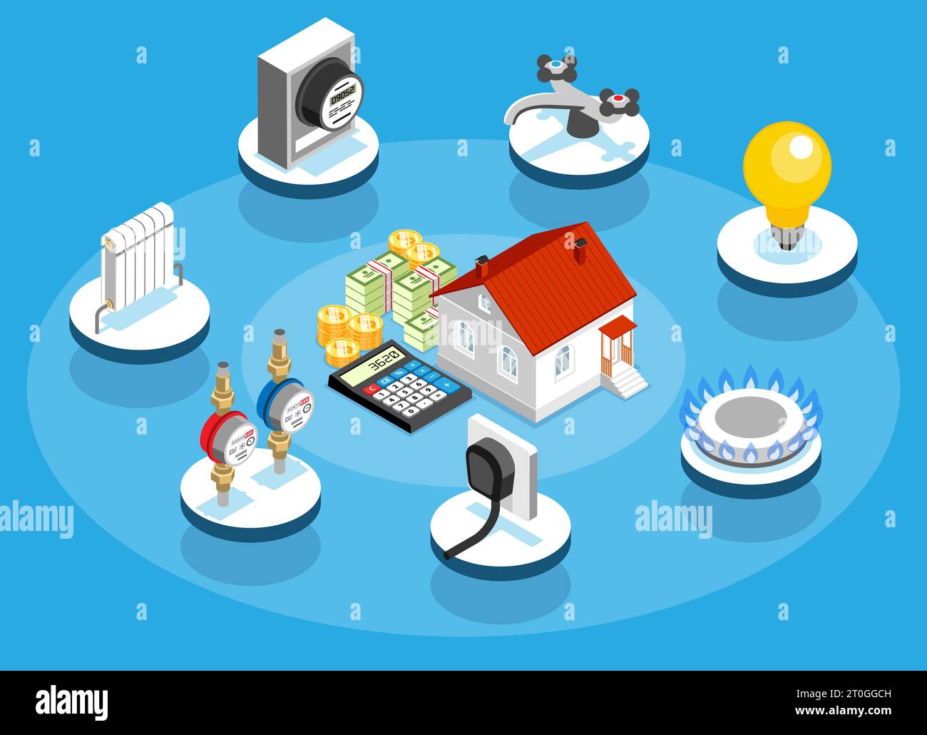 Household public utilities design concept illustrated consumption ...