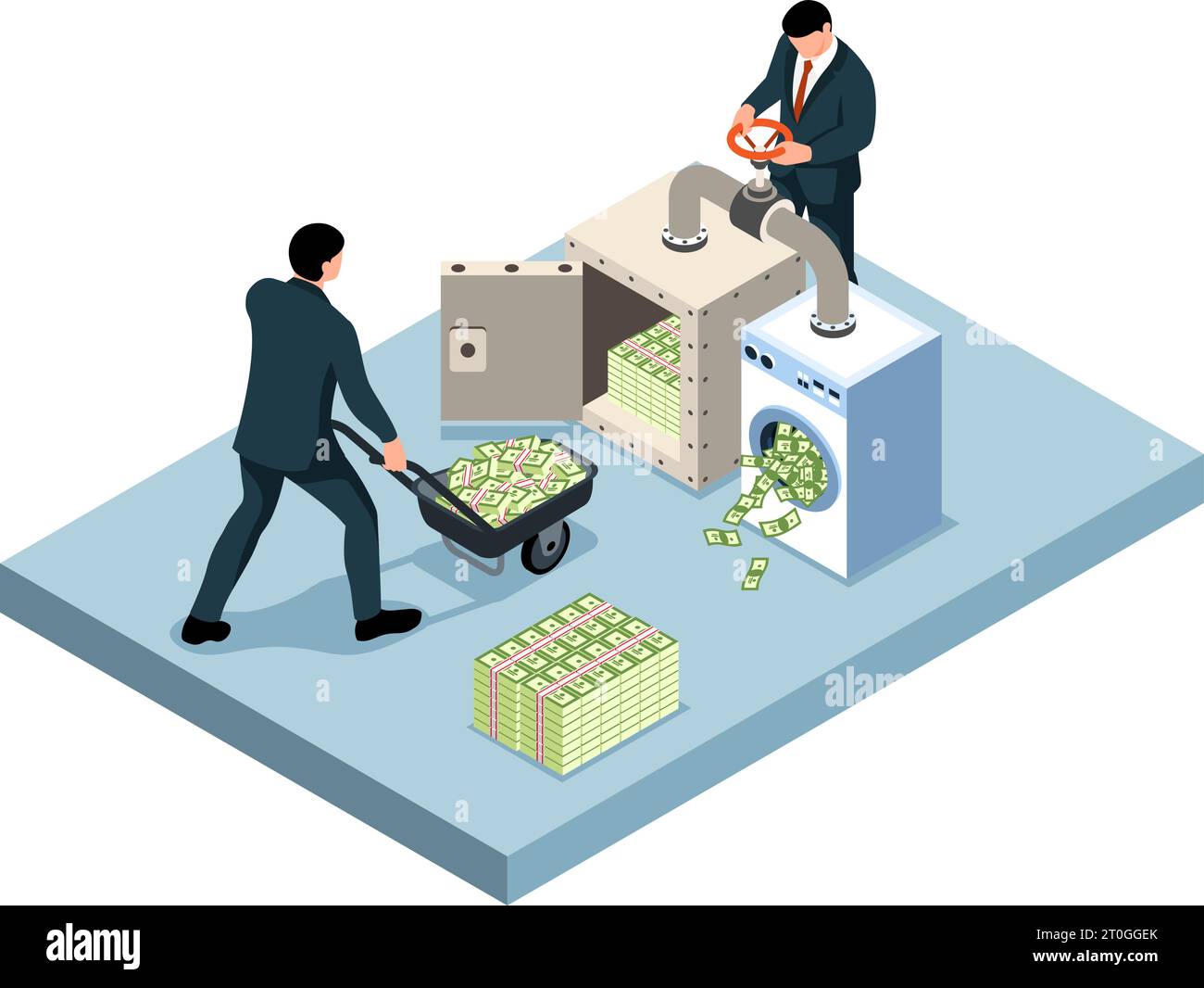 Money laundering isolated object at white background with two ...