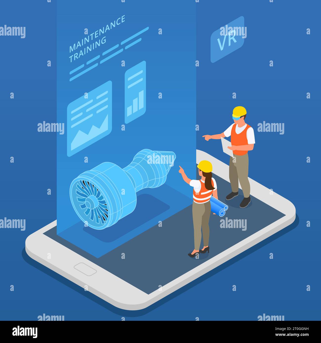 Aircraft service isometric concept with airplane detail projection in ...