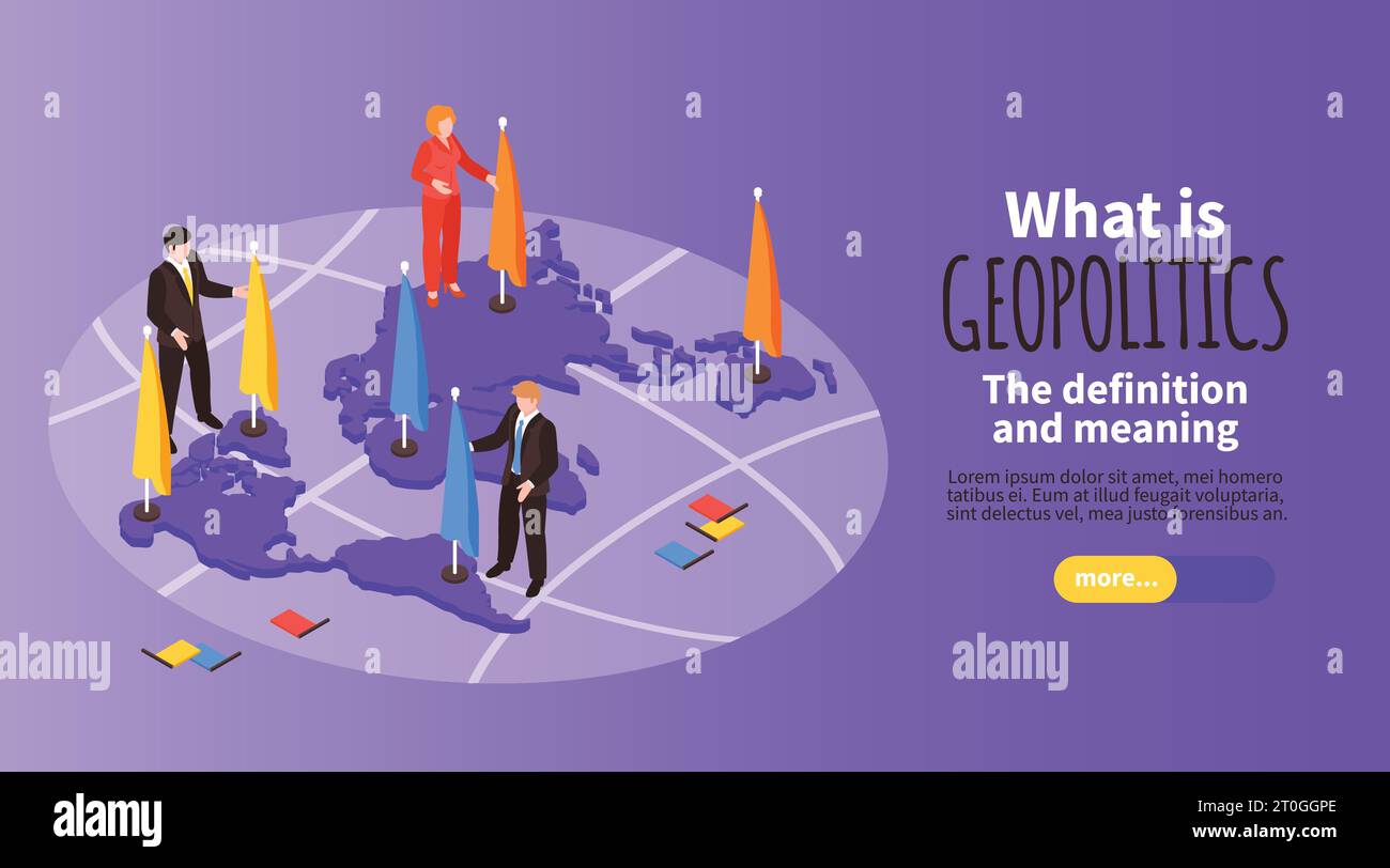 Isometric geopolitics horizontal banner with editable text slider more ...