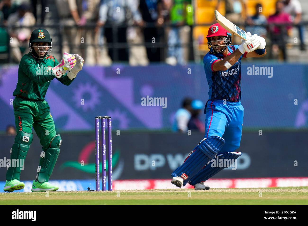 Afghanistan's Rahmat Shah plays a shot during the ICC Cricket World Cup ...