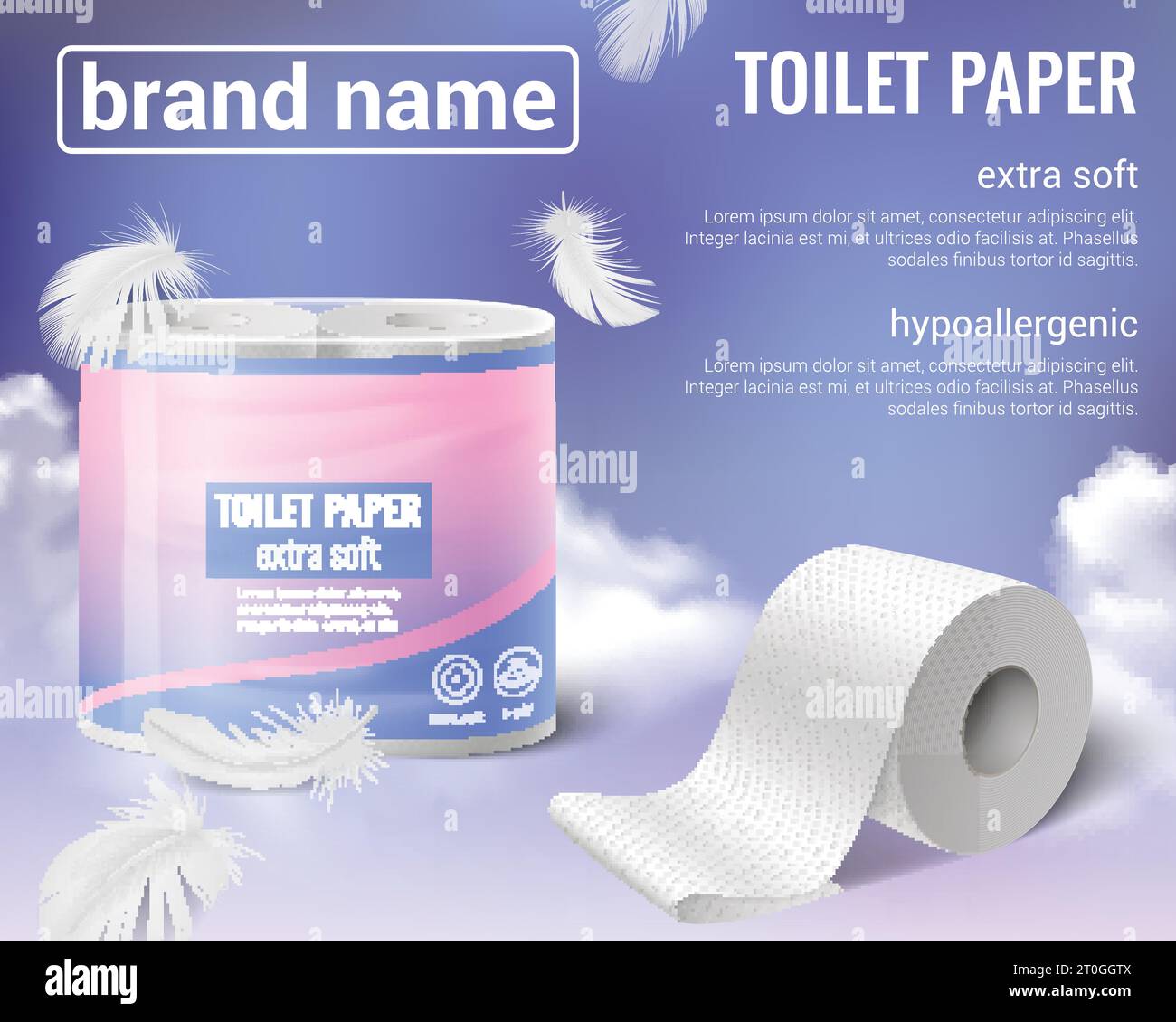 Toilet paper kitchen towels rolls realistic advertising background with ...