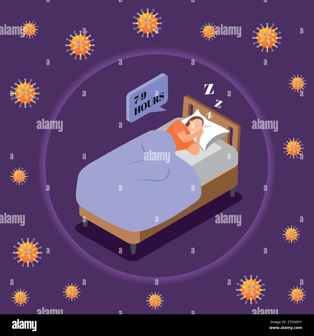 Immune system boost isometric concept with woman getting enough sleep ...