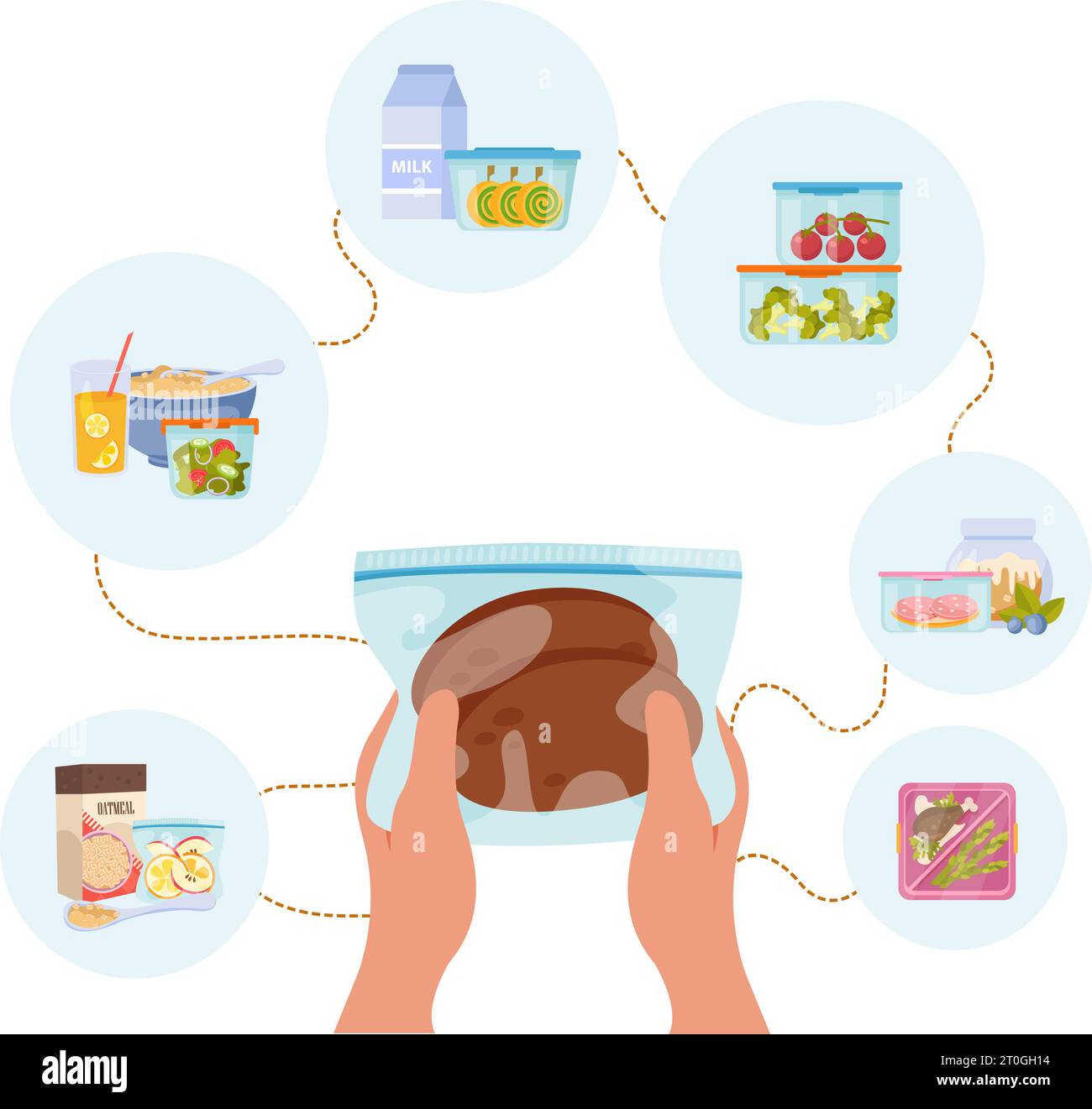 Food containers and zero waste storage background with human hands ...