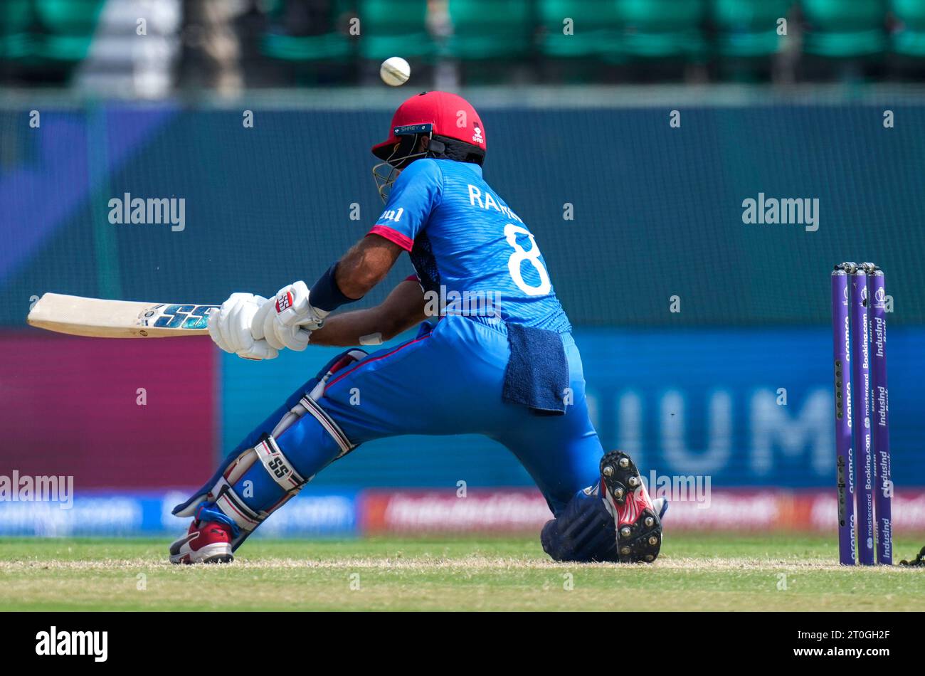Afghanistan's Rahmat Shah plays a shot during the ICC Cricket World Cup ...