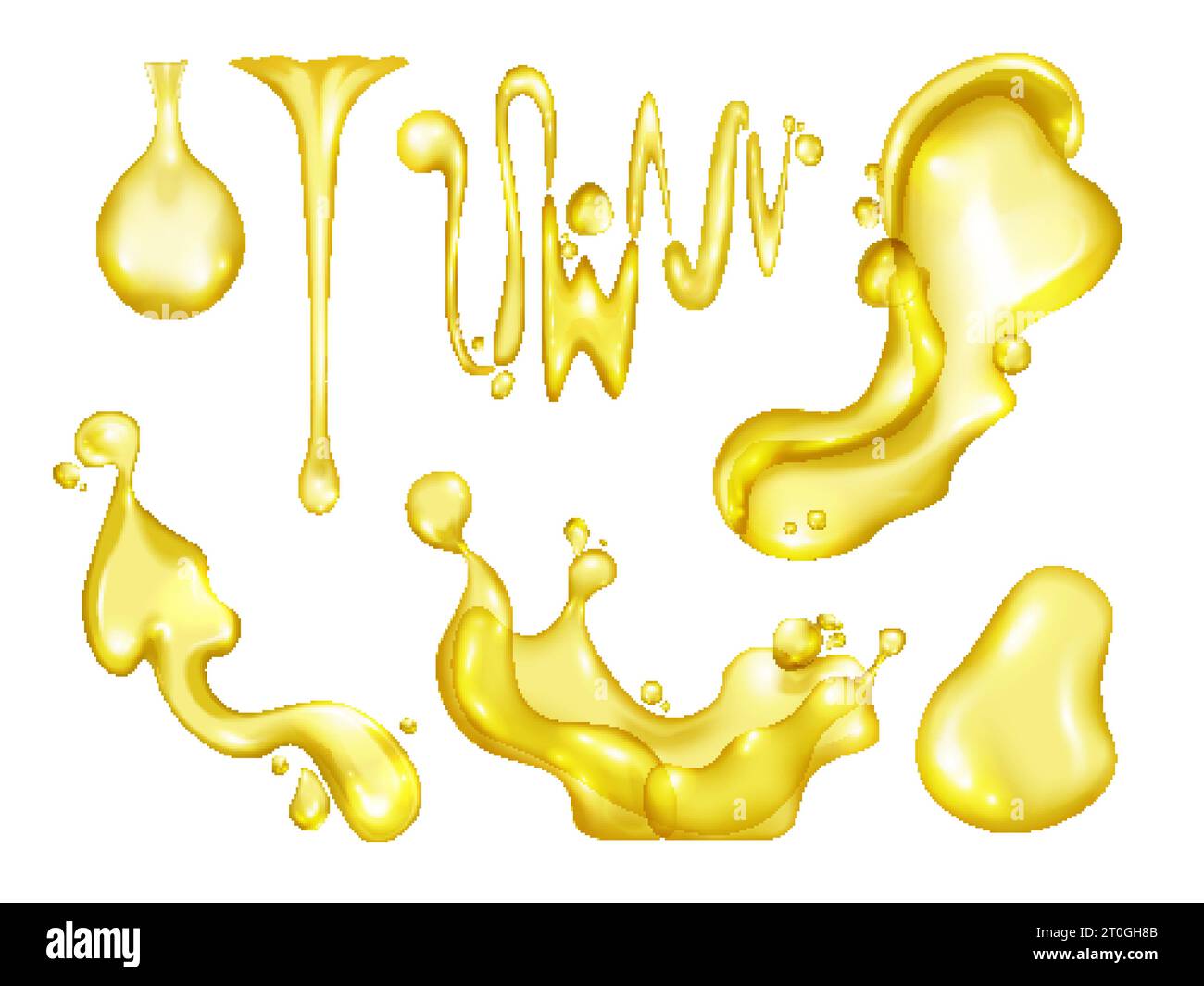 Liquid splash icons realistic set with fruit juice waves swirls and drops isolated vector ...