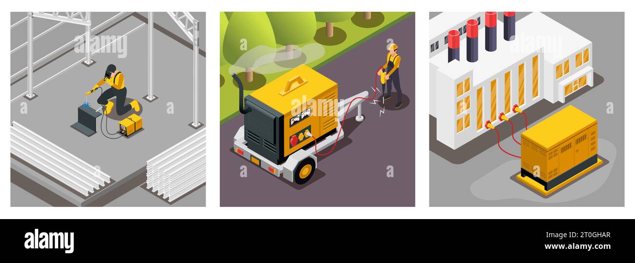 Electric generator set with energy and charger symbols isometric ...