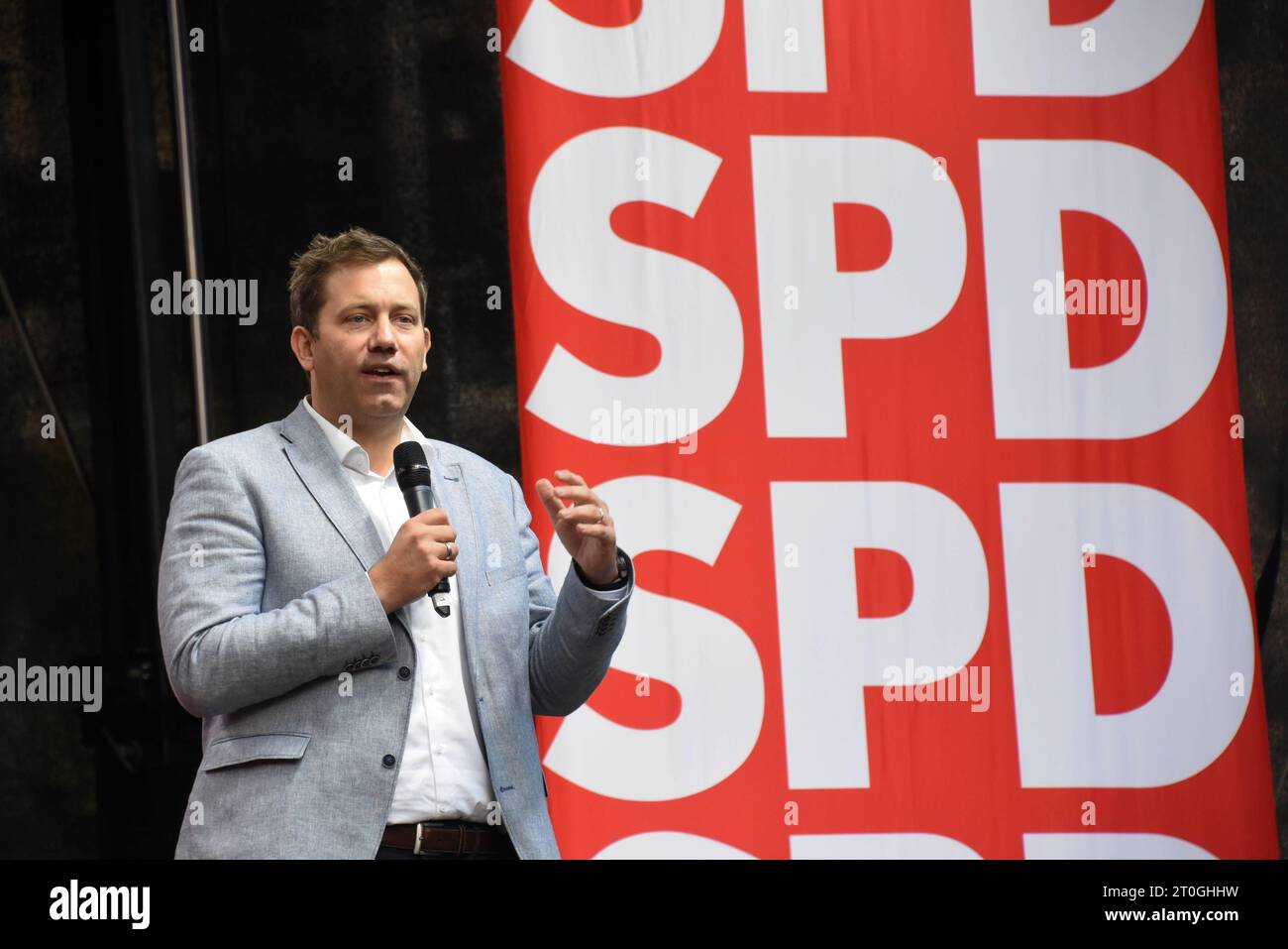 Lars Klingbeil SPD MDB Muenchen 06.10.2023 Marienplatz SPD Wahlreden zur Landtagswahl Muenchen ...