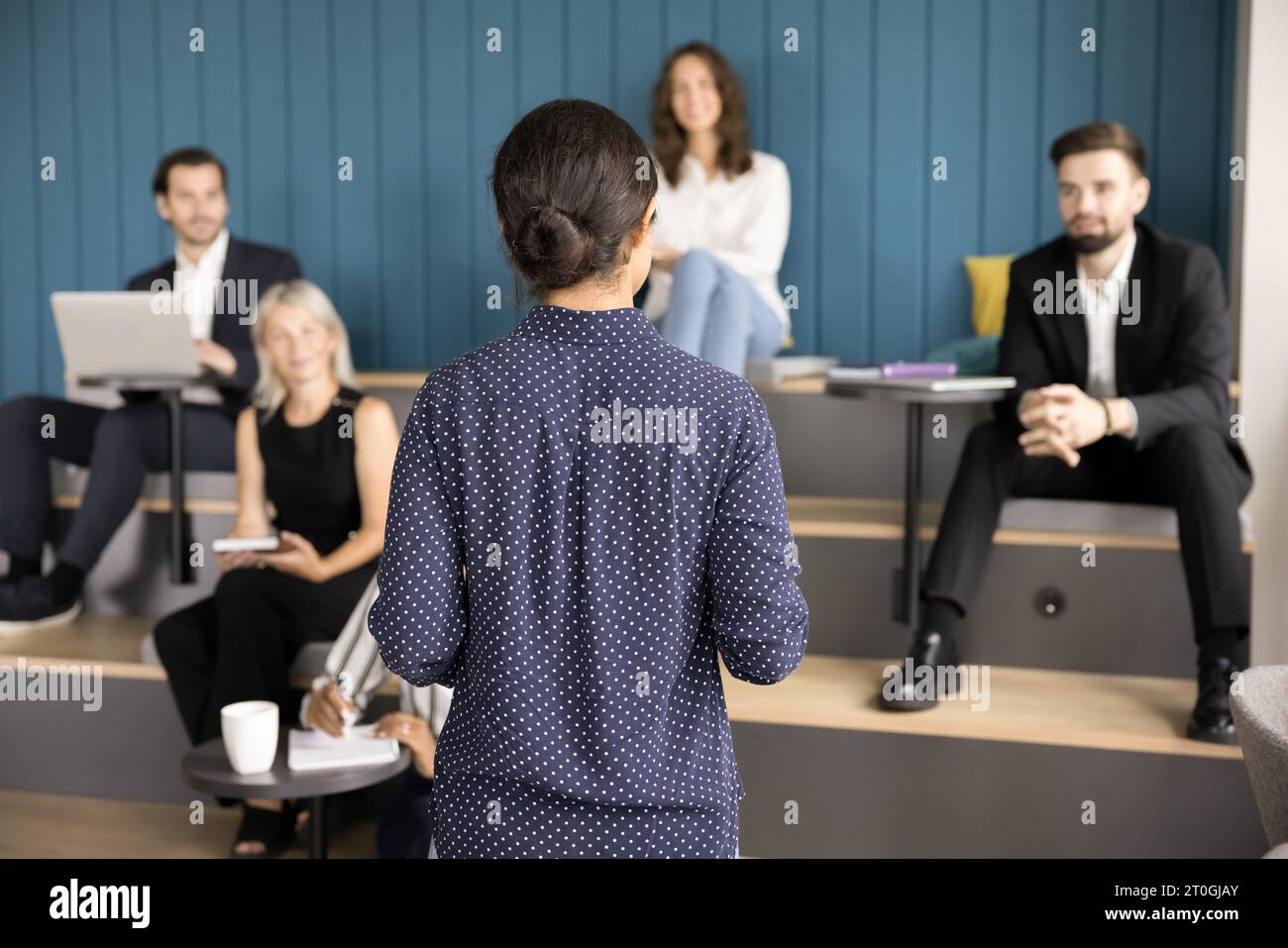 Black boss speaking to employees hi-res stock photography and images ...