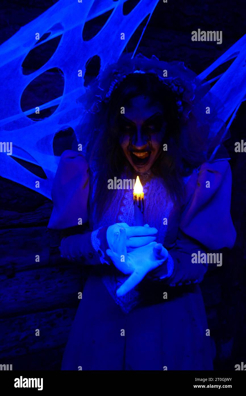 Buena Park, California, USA 4th October 2023 The Bride in Ghost Town at ...