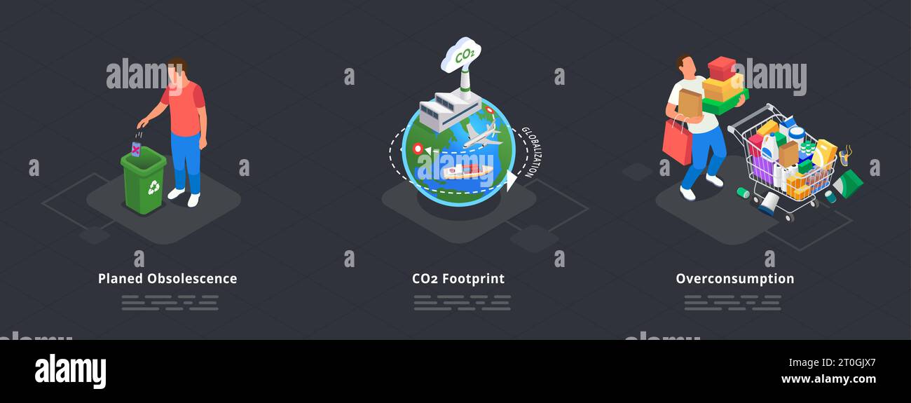 Consumerism isometric concept with overconsumption and food obsolence ...