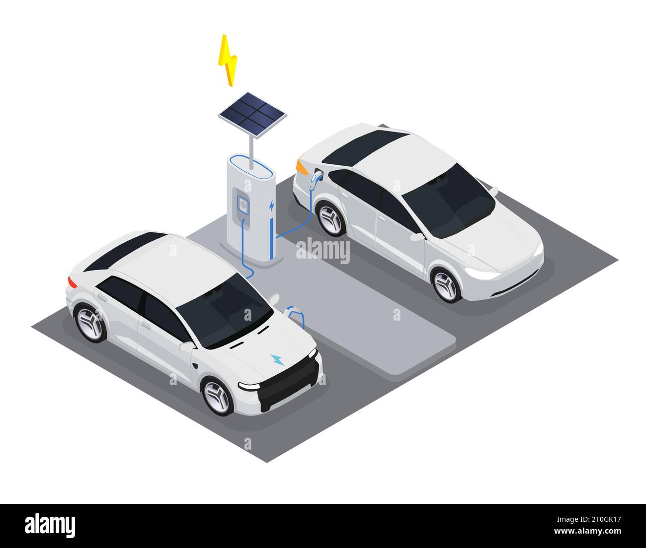 Electromobile transport isometric concept with electric cars charging ...