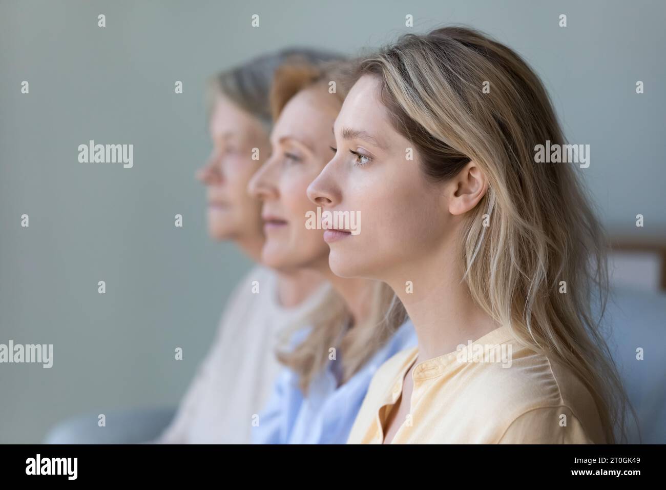 Women of three female family generations side portrait Stock Photo - Alamy