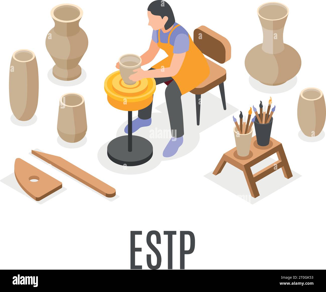 Estp mbti personality type isometric composition with female character ...