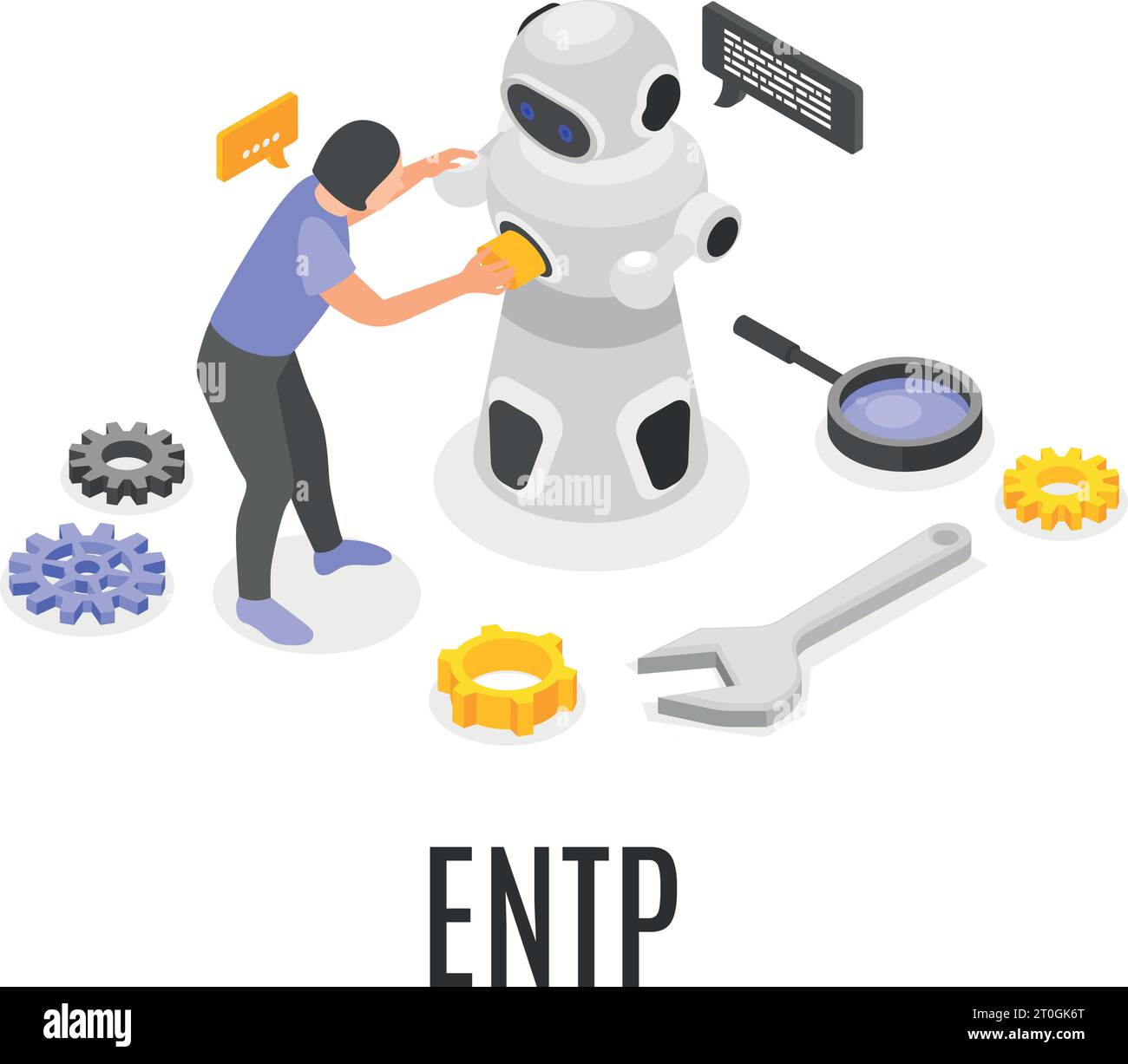 Isometric entp mbti type composition with creative female character ... Isometric entp mbti type composition with creative female character ...