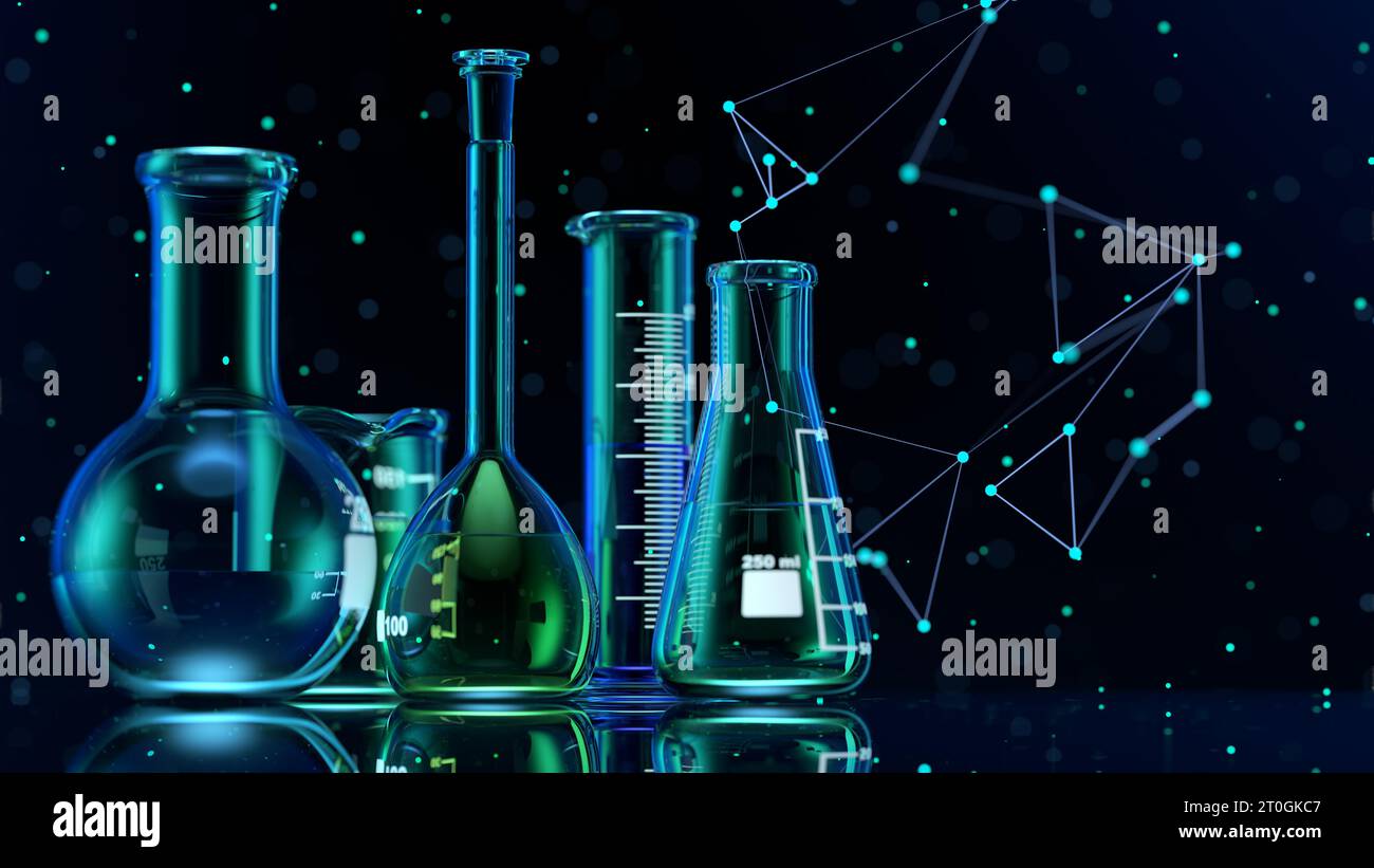 Glass chemistry lab equipment on black background. Chemistry Lab ...