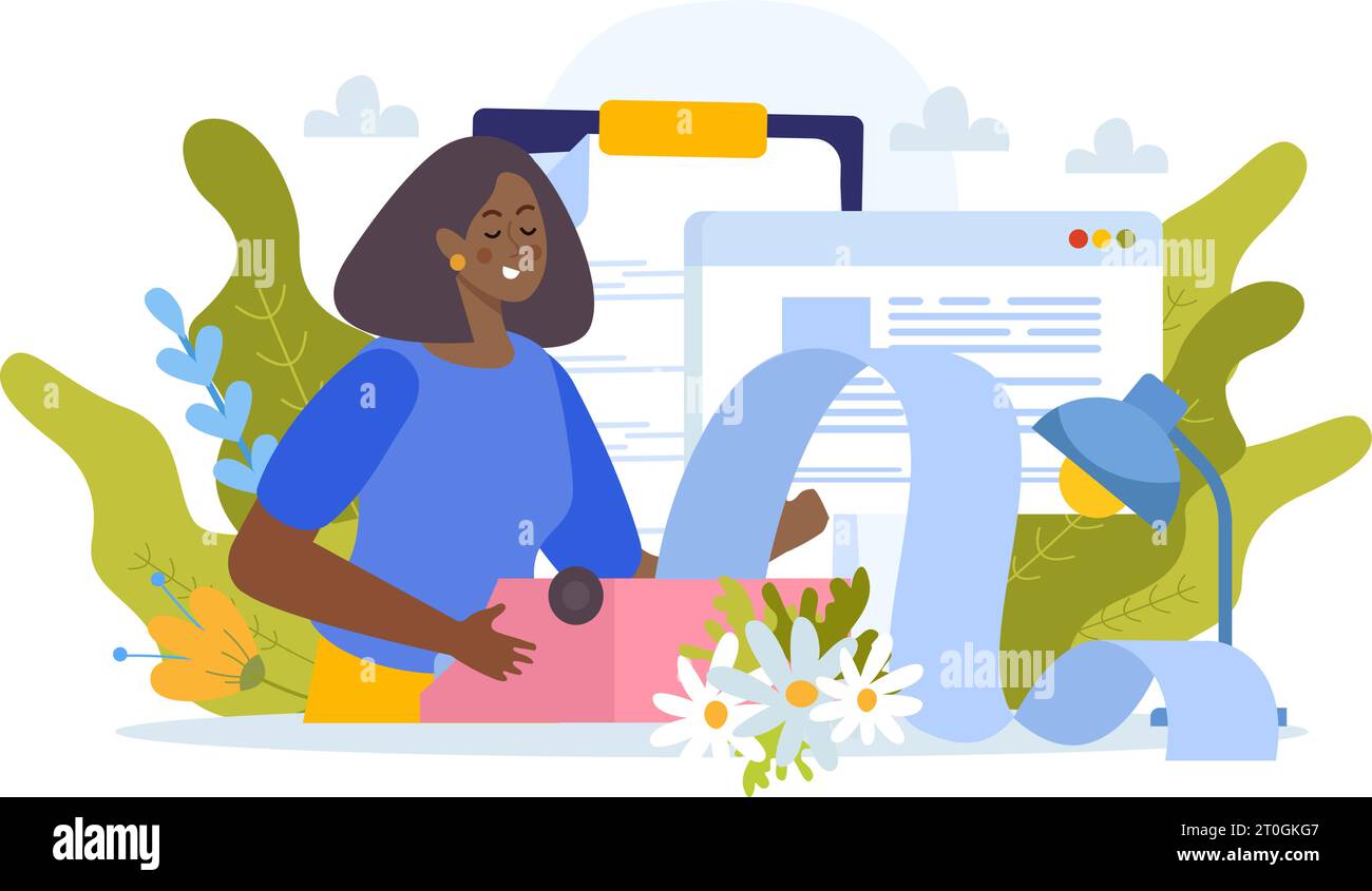 Woman writer typewriter Stock Vector Images - Alamy