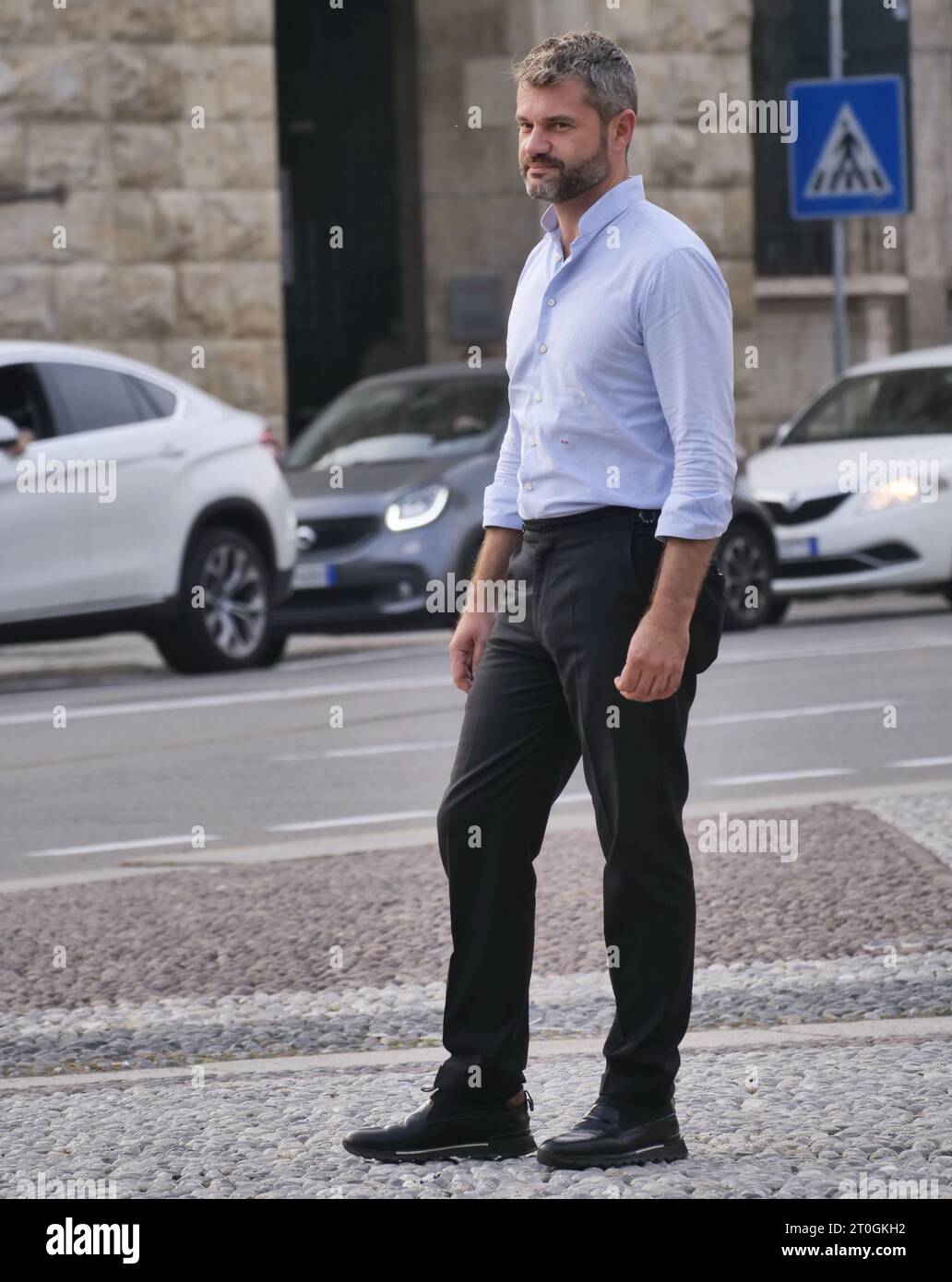 Milan, Italy. 07th Oct, 2023. Enrico Bartolini poses for a photo shoot ...