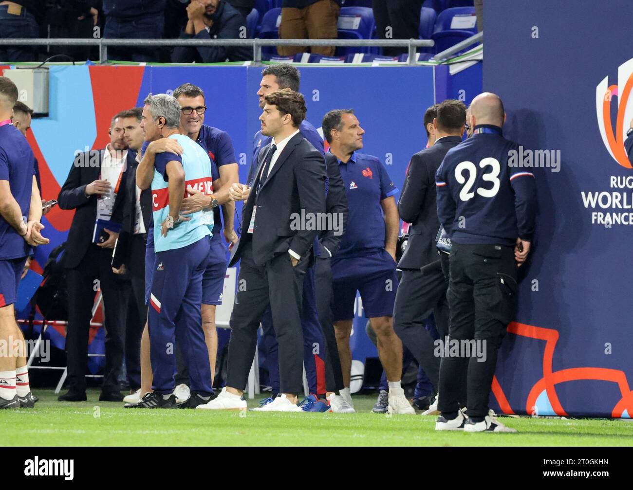 Lyon, France. 06th Oct, 2023. France's injured scrum-half and captain ...