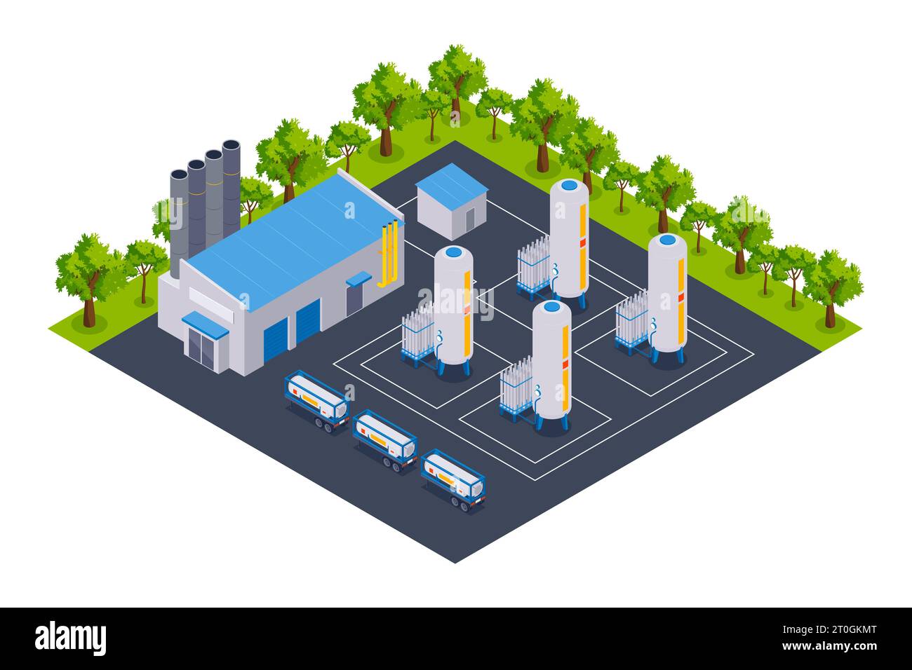 Isometric compressed gas composition with isolated view of outdoor area ...