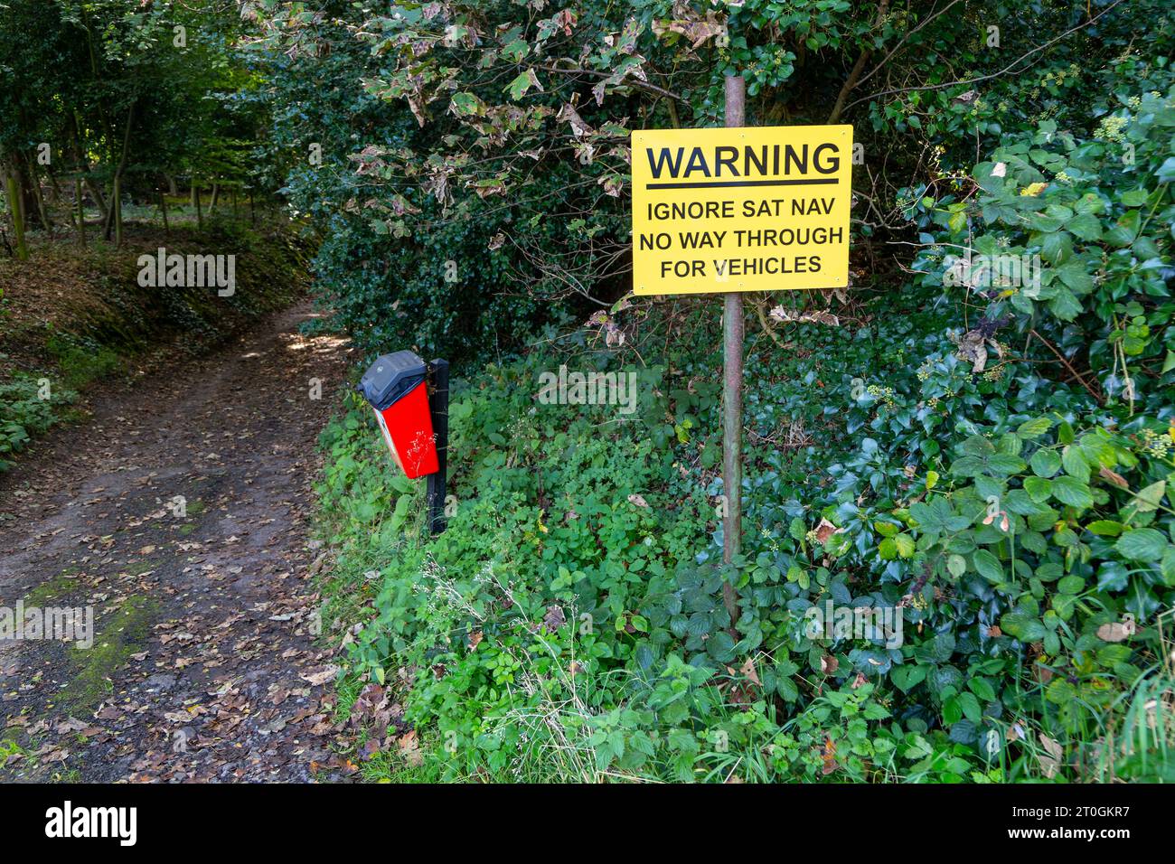 Sign warning ignore Sat Nav no through way for vehicles, Melton ...