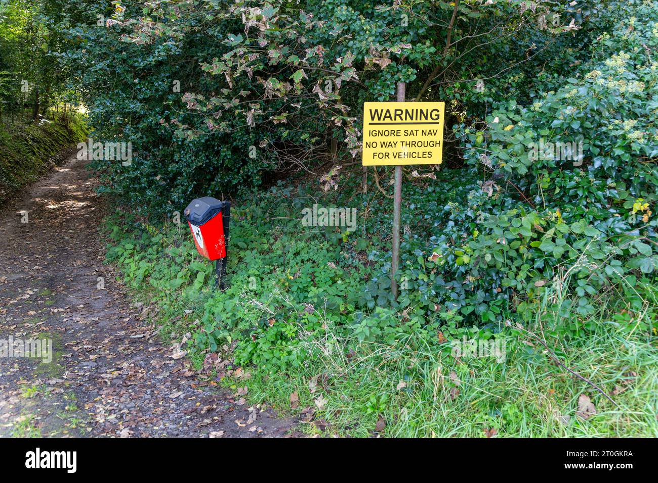 Sign warning ignore Sat Nav no through way for vehicles, Melton ...