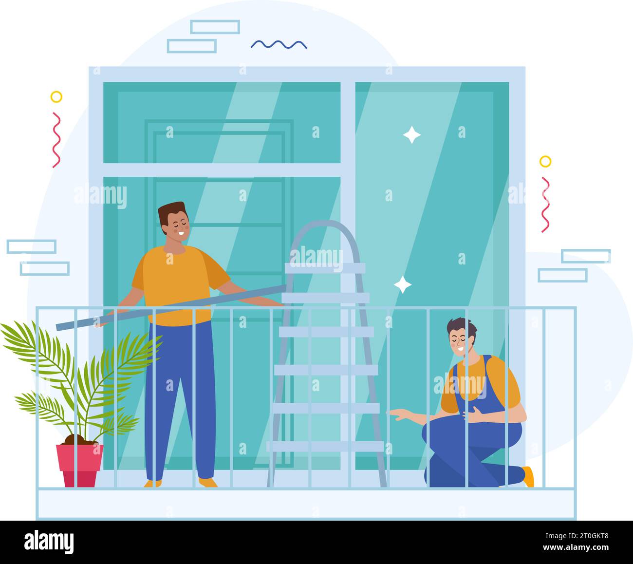 Plastic windows flat composition with isolated front view of balcony ...