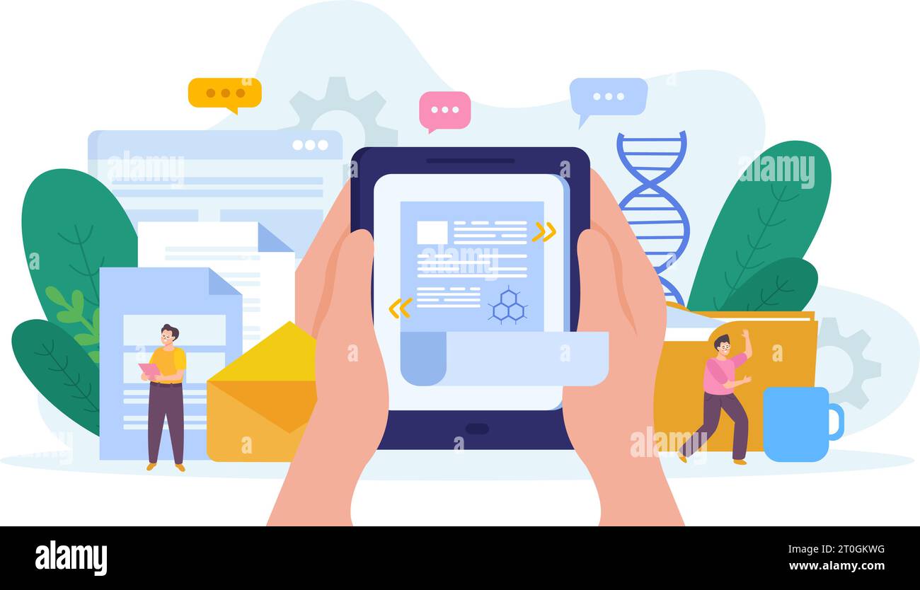 Scientific Articles Writing Flat Composition With Icons Of Thought